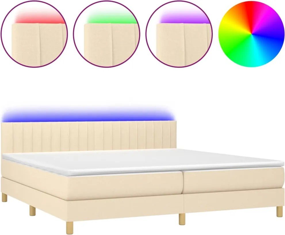 Box spring postel s matrací a LED tmavě šedá 80 x 200 cm textil 3133910