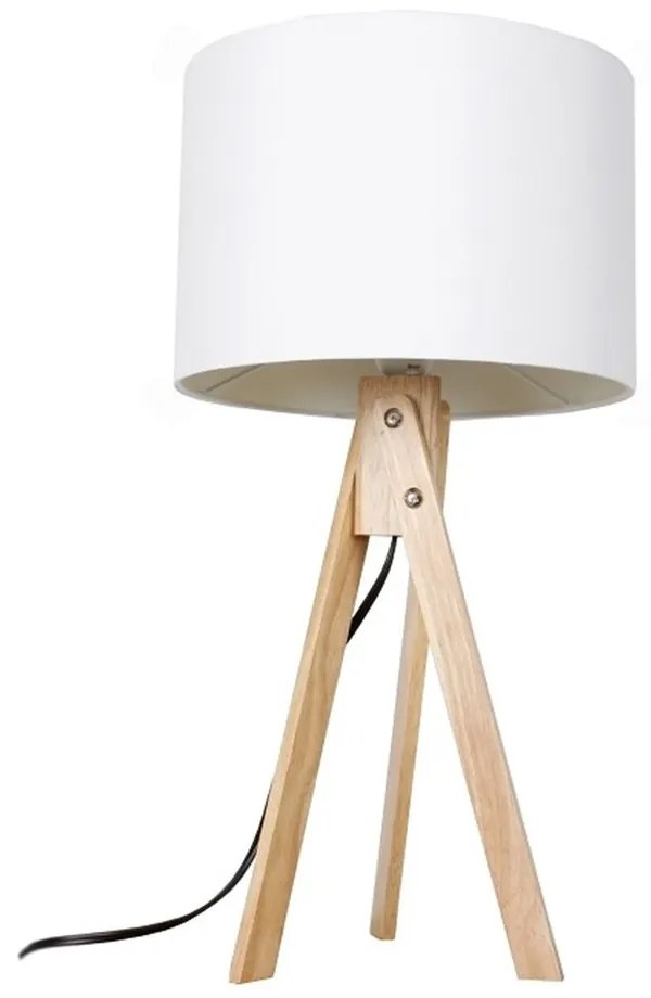Stolní lampa, bílá / přírodní dřevo, LILA 1