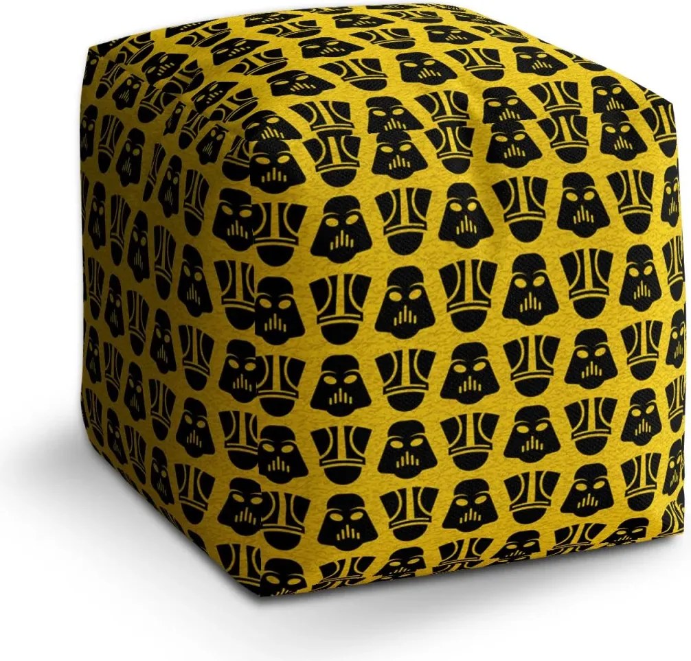 Sablio Taburet Cube Star Wars Stormtroopeři Pattern na žluté - 50x50x50 cm