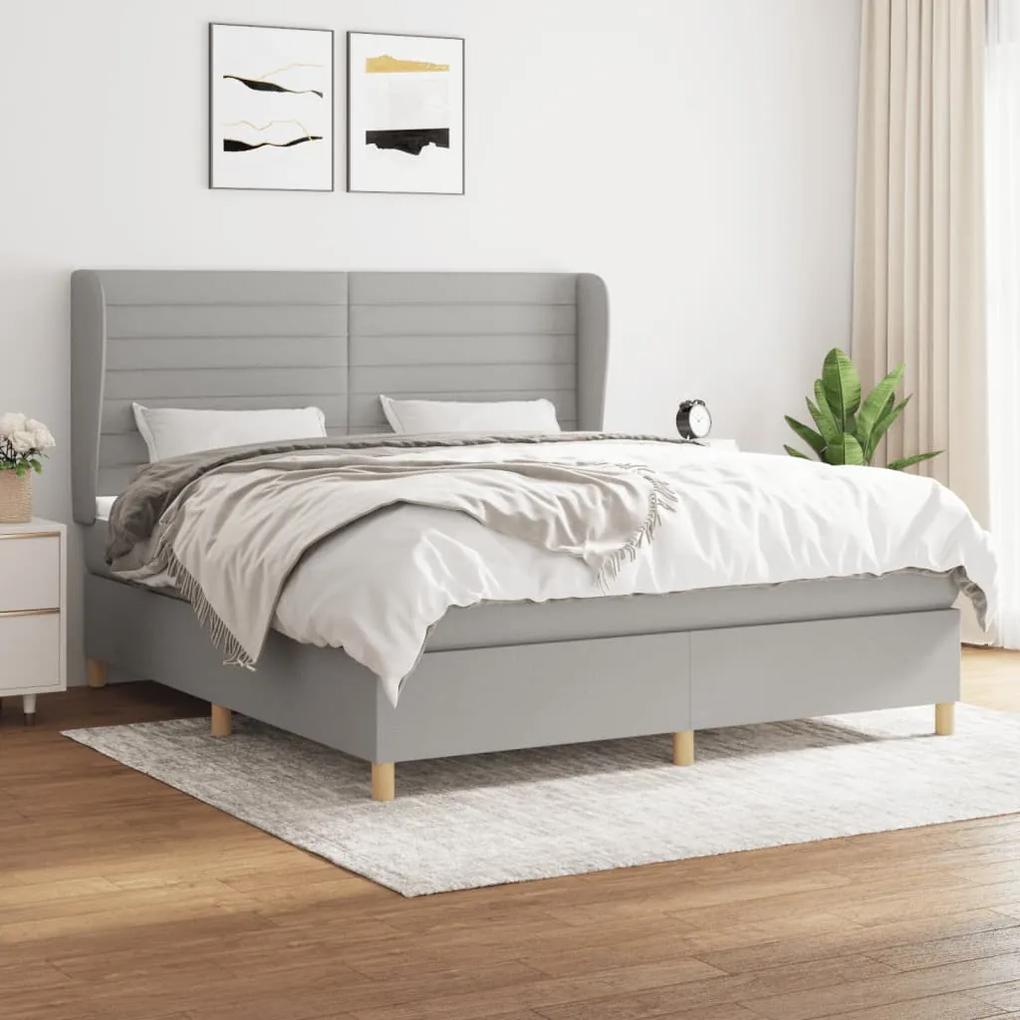 Box spring postel s matrací světle šedá 160 x 200 cm textil,  3128613