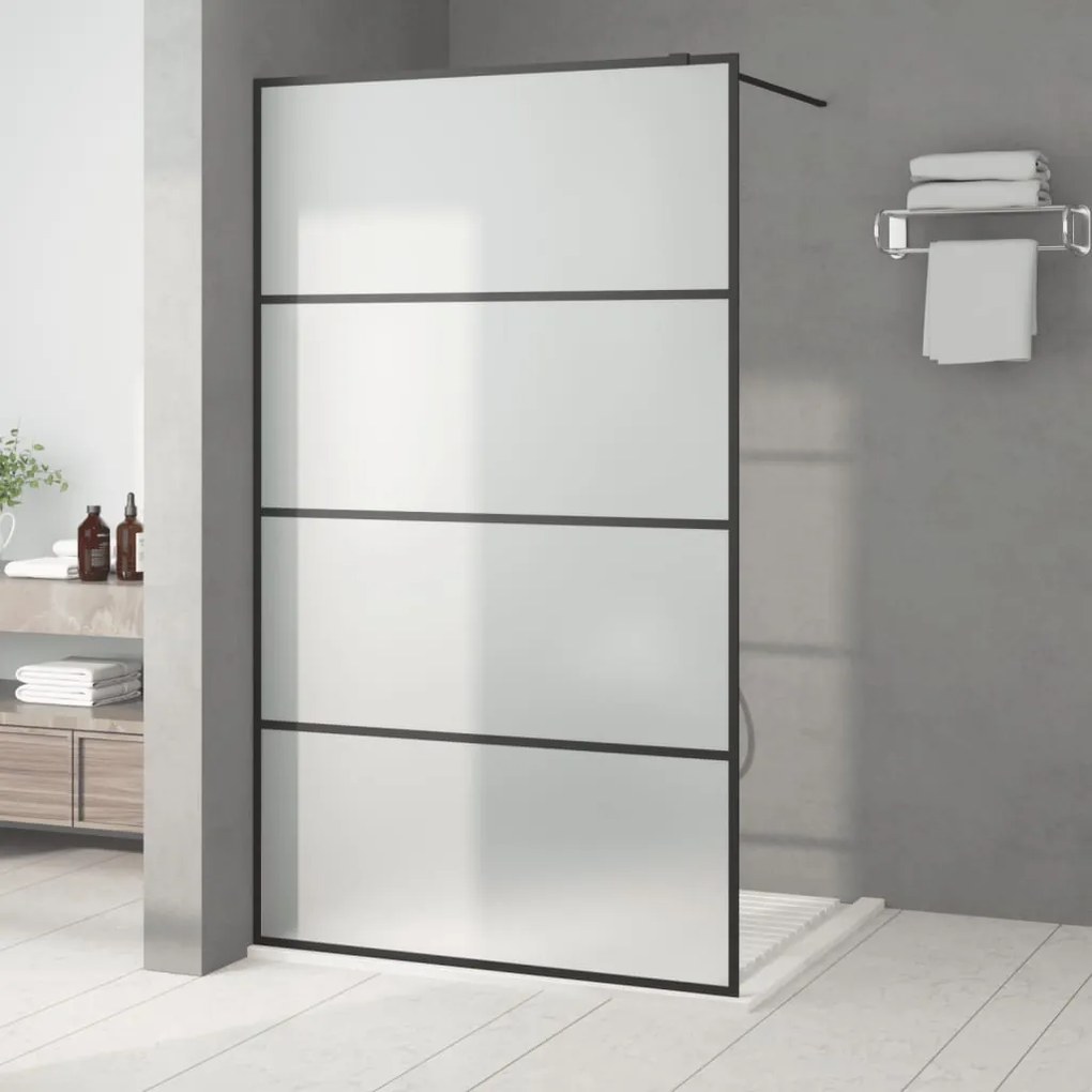 Sprchová zástěna walk-in černá 115 x 195 cm mléčné ESG sklo 152133