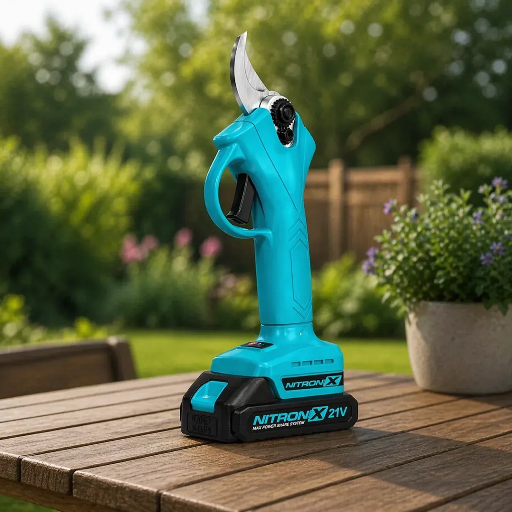 Akumulátorové zahradní nůžky NITRONIX 4786 + 2x baterie + kufřík
