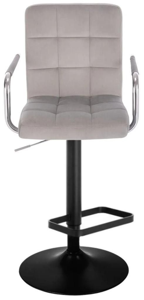 LuxuryForm Barová židle VERONA VELUR na černém talíři - světle šedá