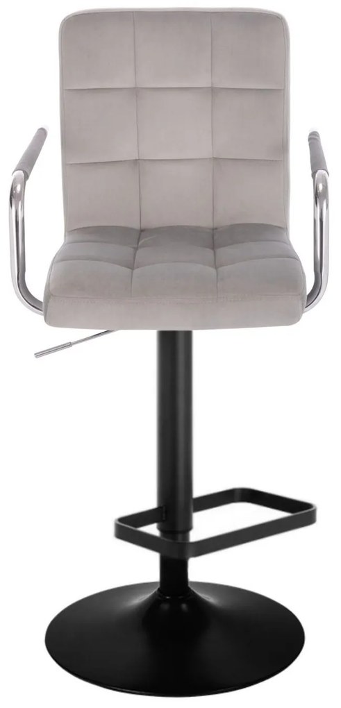 LuxuryForm DESIGN Barová židle VERONA VELUR na černé kulaté podstavě - světle šedá