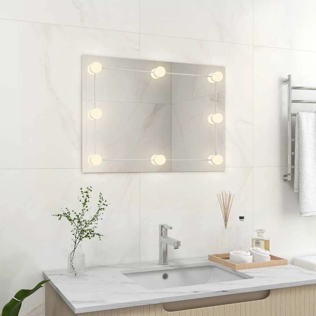 Nástěnné zrcadlo bez rámu s LED osvětlením obdélníkové sklo 3078643