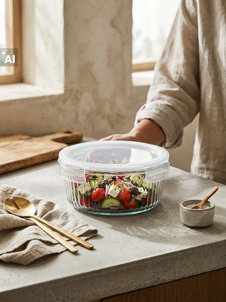 Sinsay - Rýhovaná skleněná nádoba na potraviny - clear