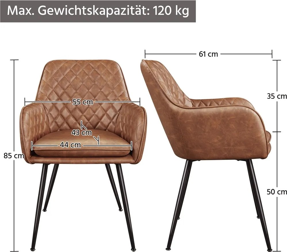 Sada 4 ks – Jídelní židle Yaheetech – rustikální hnědá, 61 cm (délka) × 55 cm (šířka) × 85 cm (výška) (257273095817)