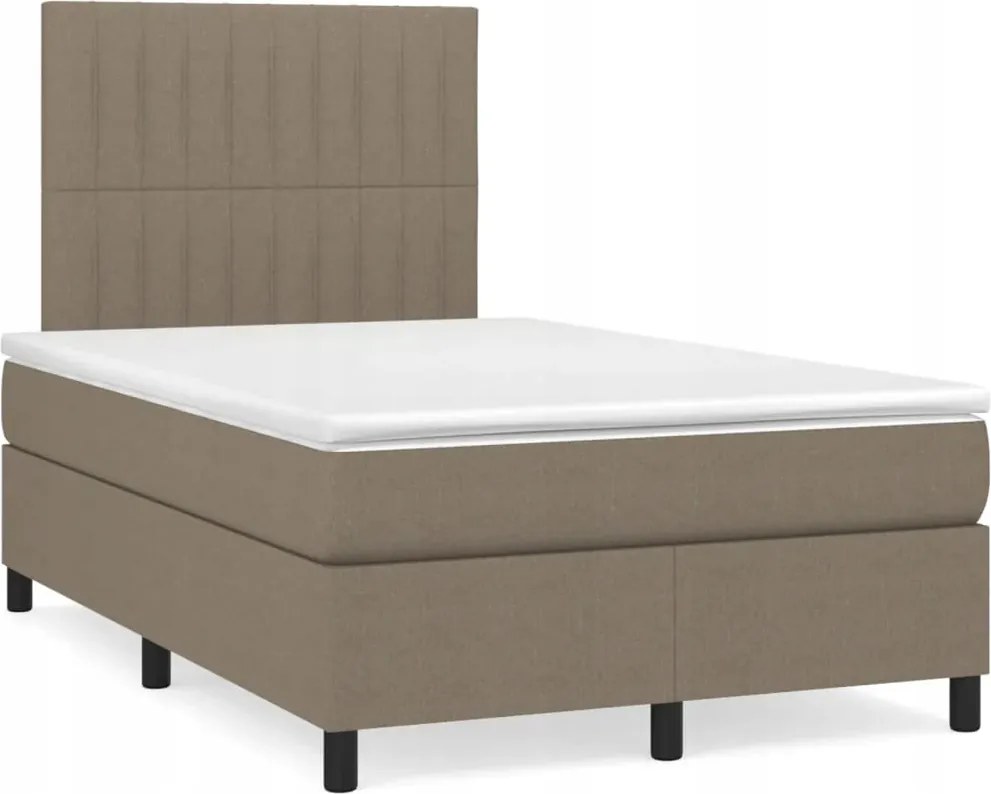 Box Spring Postel S Matrací A Led Textil Taupe Svislé pruhy 120 x 190 cm