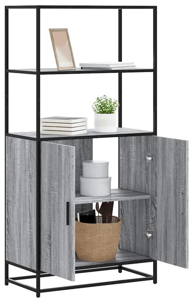 Skříň highboard šedá sonoma 68x35x139cm kompozitní dřevo a kov