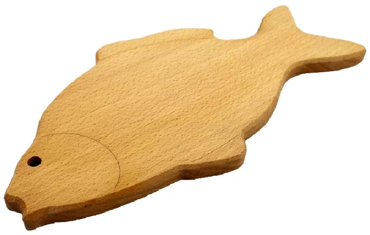 AMADEA Dřevěné prkénko ve tvaru kapra, masivní dřevo, 30x15x1,5 cm