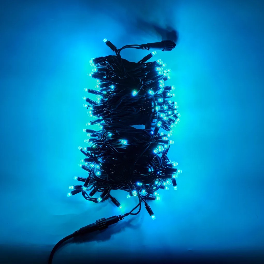 Easy Fix RGB LED světelný řetěz, 20 m, venkovní, 200 diod, černý kabel, IP67