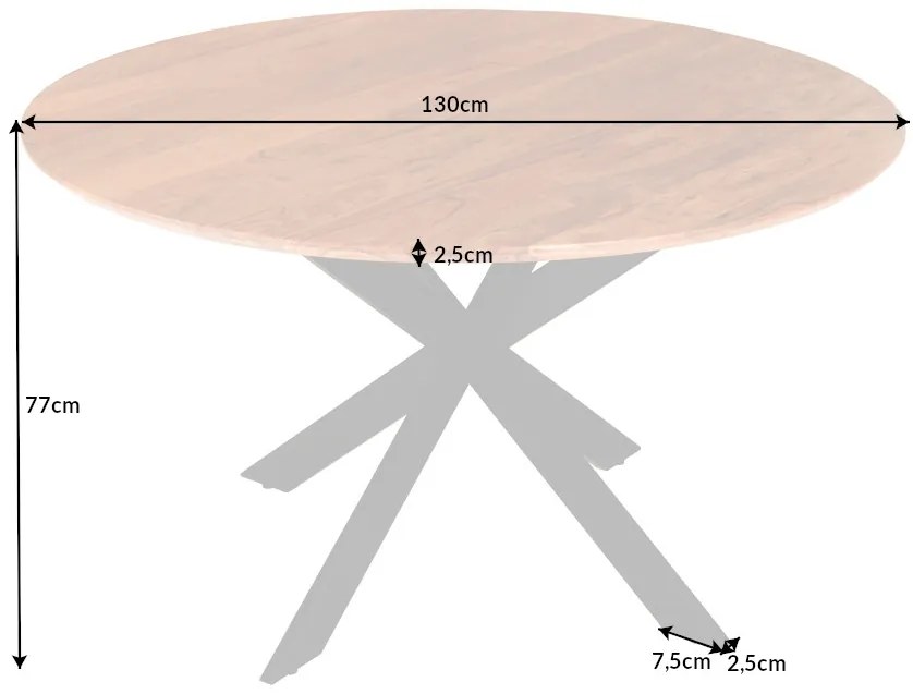Kulatý jídelní stůl Fabrico 130 cm akácie - skladem