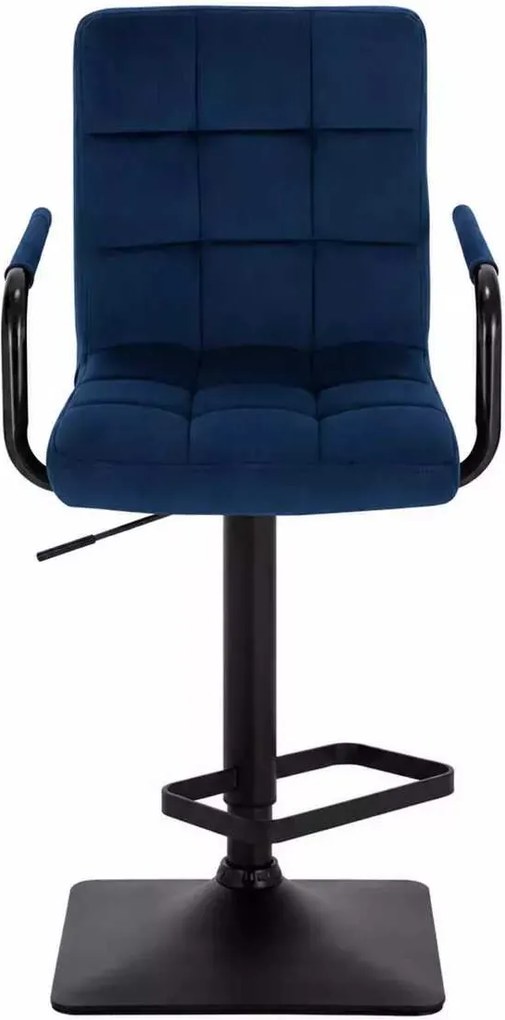 LuxuryForm DESIGN Barová židle VERONA BLACK VELUR na černé hranaté podstavě - modrá