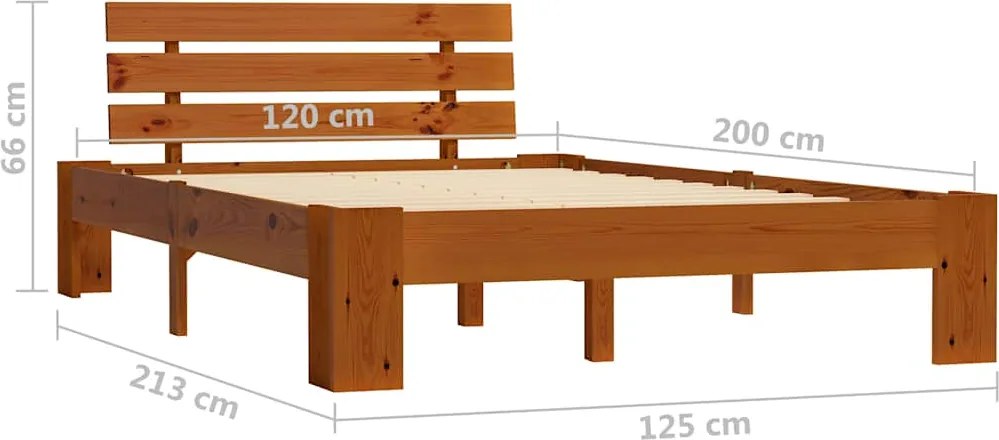 Rám postele medově hnědý masivní borovice 120 x 200 cm 283180