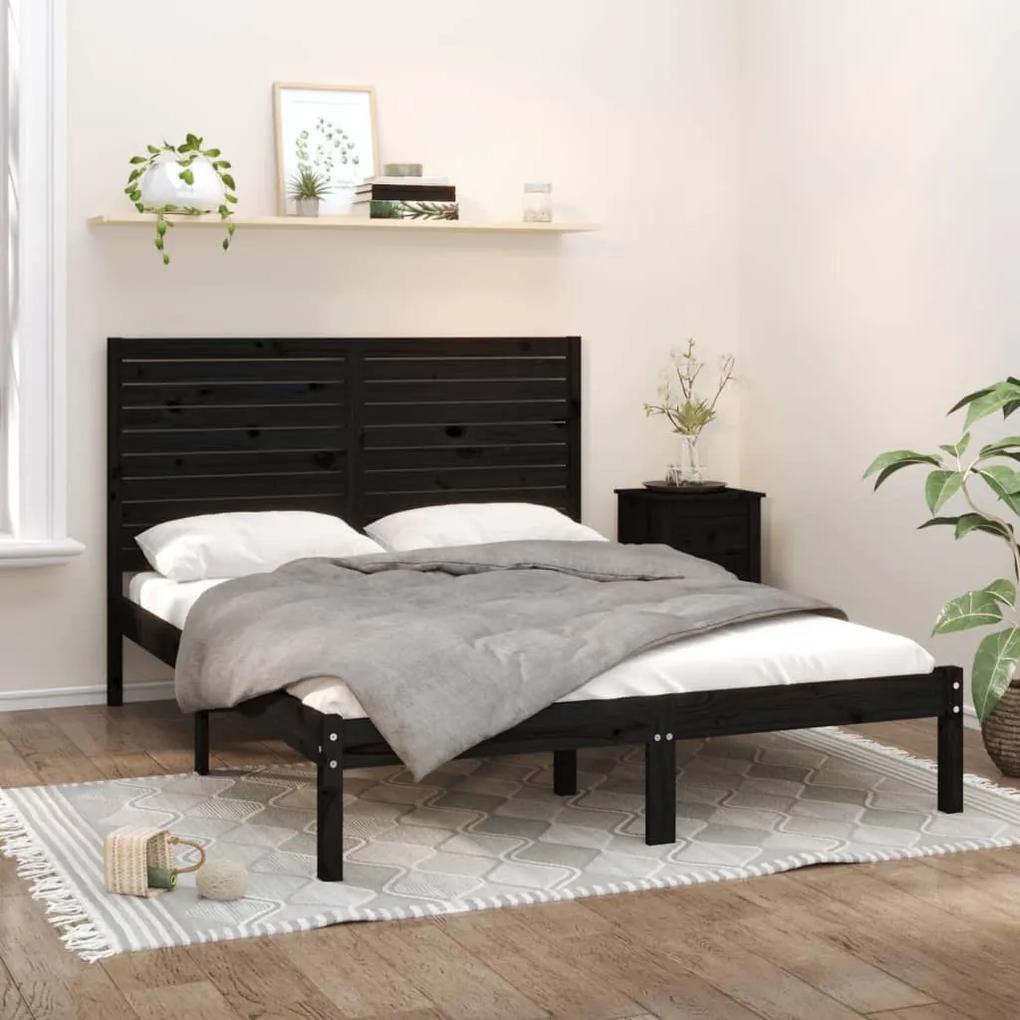 Rám postele černý masivní dřevo 150 x 200 cm King Size,  3104617