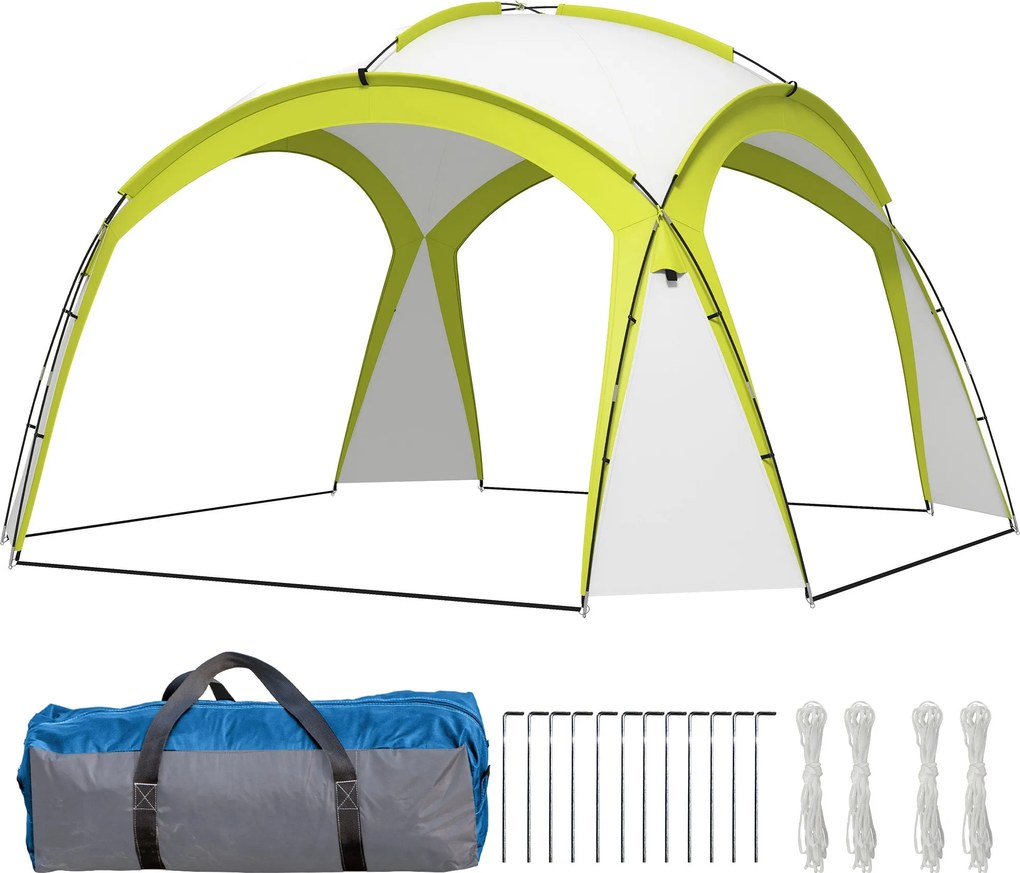 Outsunny Pavilon pro Akce 3,5 x 3,5 m s Dveřmi na Háčku, Ochrana proti Dešti se Silnými Ocelovými Sloupky, Zahradní Pavilon s Ochrannou proti UV, Slun