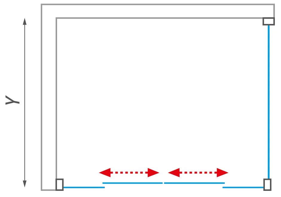 Sprchové dveře posuvné LLD4 v kombinaci s pevnou stěnou LLB Viz technická specifikace Transparent Brillant LLD4/1500+LLB/1000 1500 1000 LLD4/1500_LLB/1000_br_tr