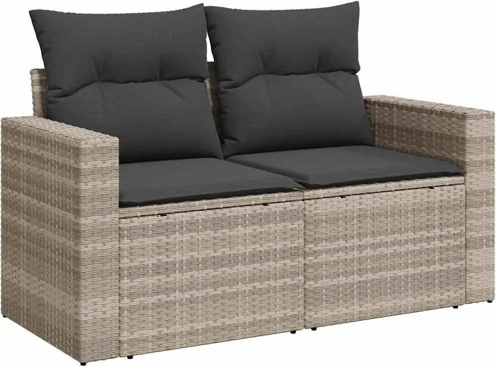 5dílná zahradní sedací souprava a podušky světle šedá polyratan 3326313