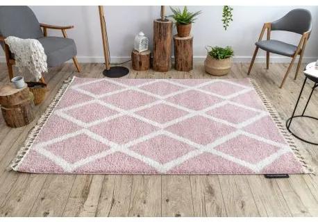koberec TROIK A0010, růžovo bílá střapce, Maroko Shaggy velikost 240x330 cm | krásné koberce cz