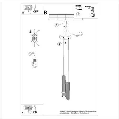 Závěsné svítidlo SOLLUX KARBON 3P černá GU10 3x10W bez žárovek SL.1576