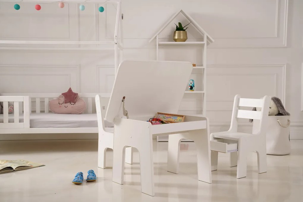 Vingo Dětský otevírací stolek s přihrádkou - bílý