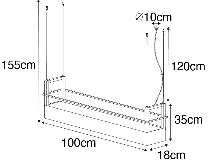 Průmyslové závěsné svítidlo černé s policí 4-světlo GU10 - Cage Rack
