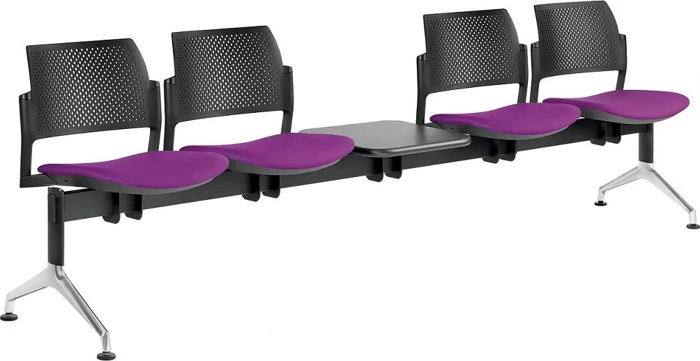 LD SEATING Čtyřmístná lavice DREAM+ 145/4T-N1 se stolkem, opěrák a plasty bílé