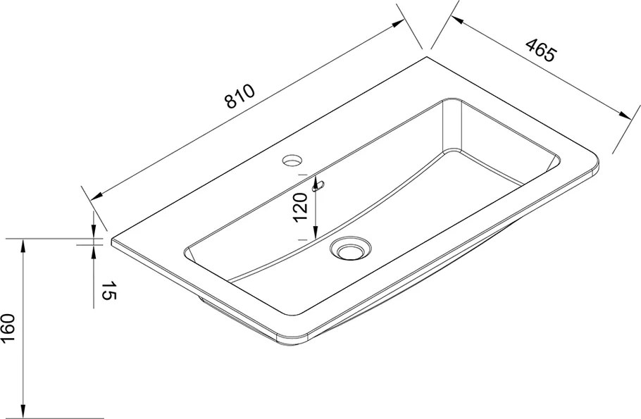Mereo Mereo, Siena, koupelnová skříňka s umyvadlem z litého mramoru 81 cm, bílá, antracit, černá, CN431M