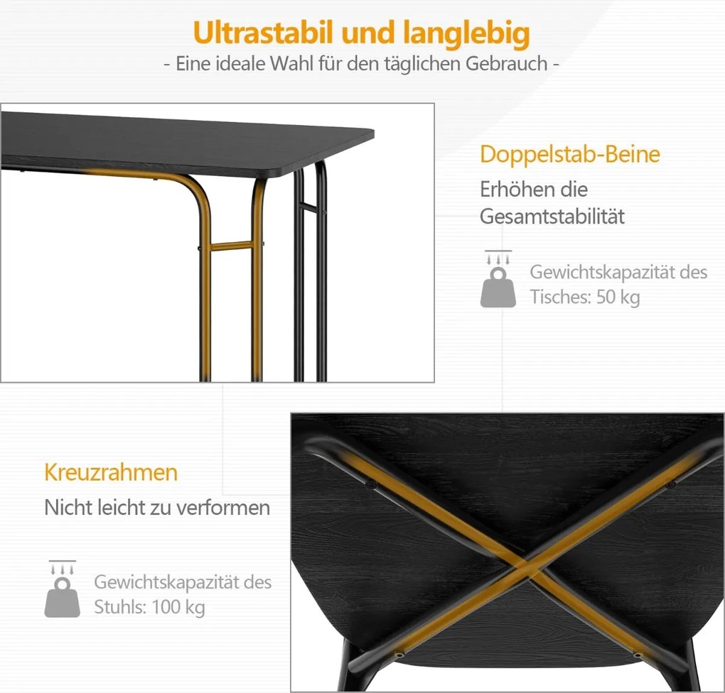 Costway 5dílná sada jídelního stolu obdélníkový kuchyňský stůl se 4 židlemi