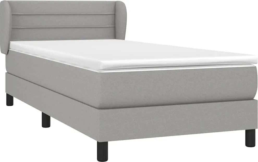 Box spring postel s matrací světle šedý 100 x 200 cm textil 3126301