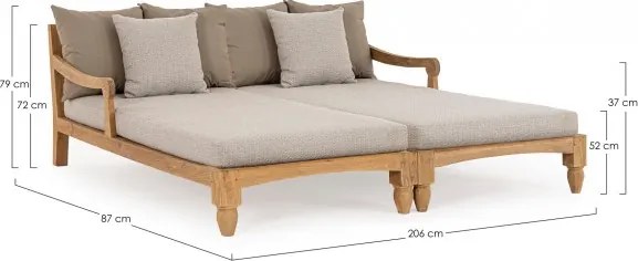 BIZZOTTO Teakový lounge set BALI natural 206x87 cm