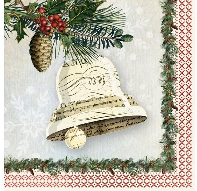 Balení 10 papírových ubrousků s vánočním motivem PPD Lodge Bell