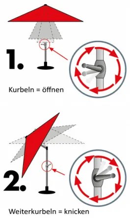 Automatický naklápěcí slunečník s klikou Doppler ACTIVE 280 cm - terakota (cihlová)