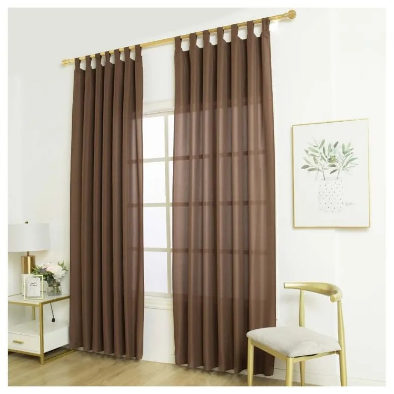 M&K Závěsy s poutky OSCAR tmavě hnědé, 145x180 cm, 2 ks