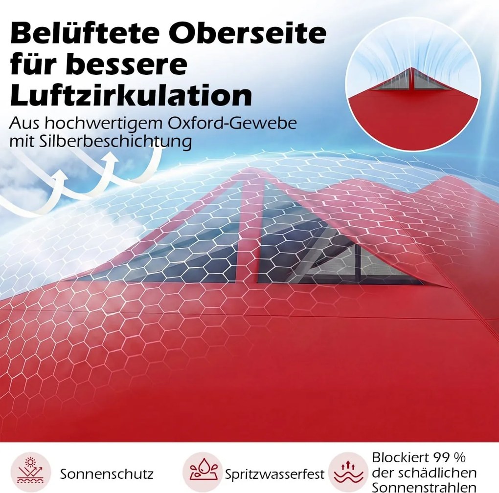 Costway Výsuvný pavilon s 4 pytle s pískem a kolíky a lana skládací – 3 × 3 m