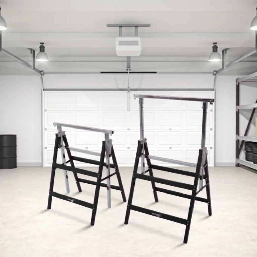 Teleskopické lešenářské kozy DANNY, sada 2 ks, max. 200kg, 60 x 56 x 81-130cm, stříbrná/černá Jurhan