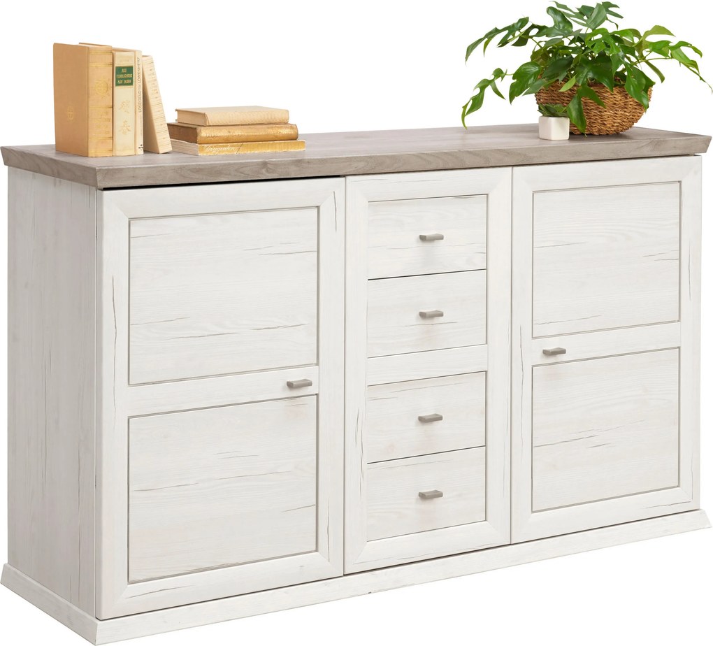 XXXLutz ŠIROKÁ KOMODA, šedá, bílá, 149/89,5/43 cm Hom`in - Široké komody - 000003000132