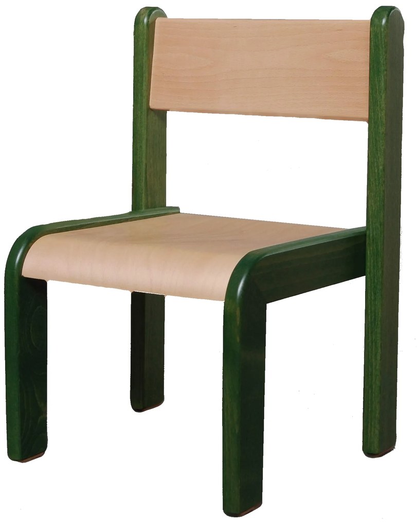 Dětská židlička bez područky 46 cm DE mořená - zelené okraje