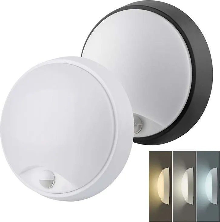 LED venkovní světlo WO780-2 se senzorem - kruh 22 cm, 2 kryty, černá / bílá