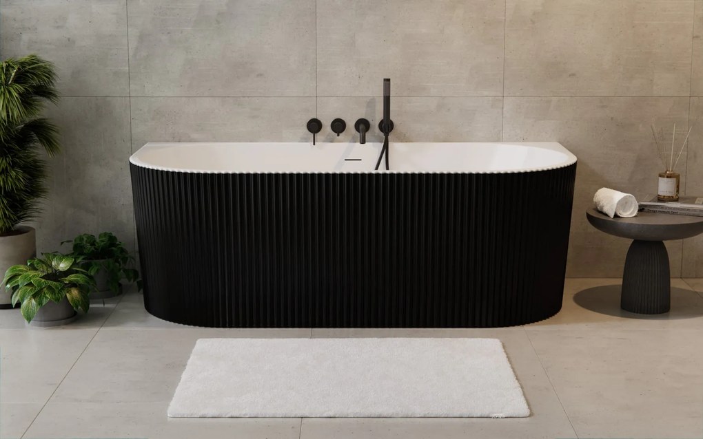 Besco Leya vana volně stojící 150 x 75 cm sifon bílá barva černá VANLEY150BWNW