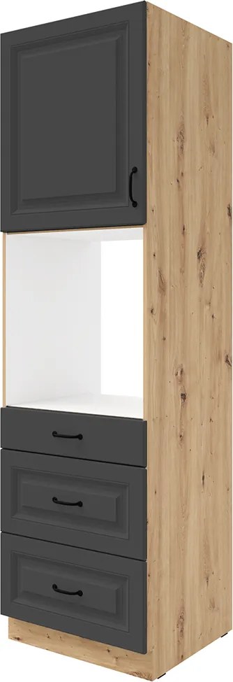 STILO gr | vysoká skříňka 60 DPS-210 3S 1F na vestavnou troubu | 60 cm | UNI dvířka | artisan/grafit
