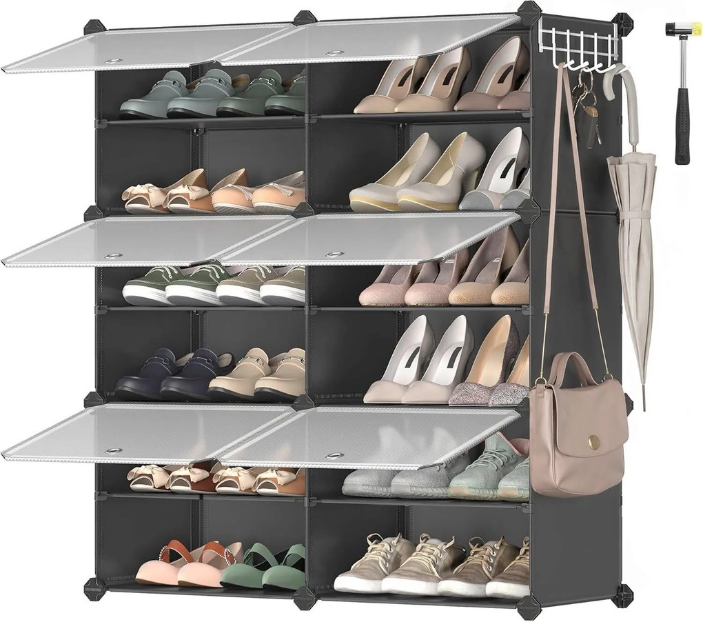 XXXLutz REGÁL NA BOTY, černá, bílá, 82/92/32 cm - Online Only šatny & botníky - 002543037001