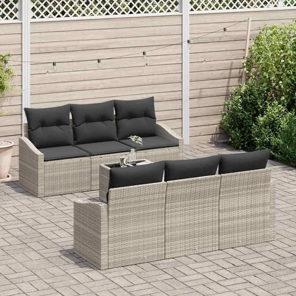 Set pohovek 7 ks Světle šedá polyratan 3346612