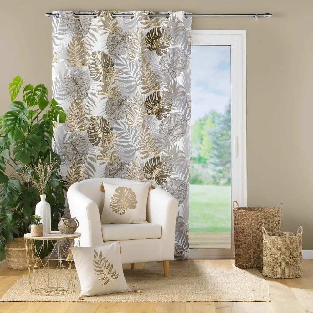 Šedý/ve zlaté barvě závěs 140x260 cm Mogador – douceur d'intérieur