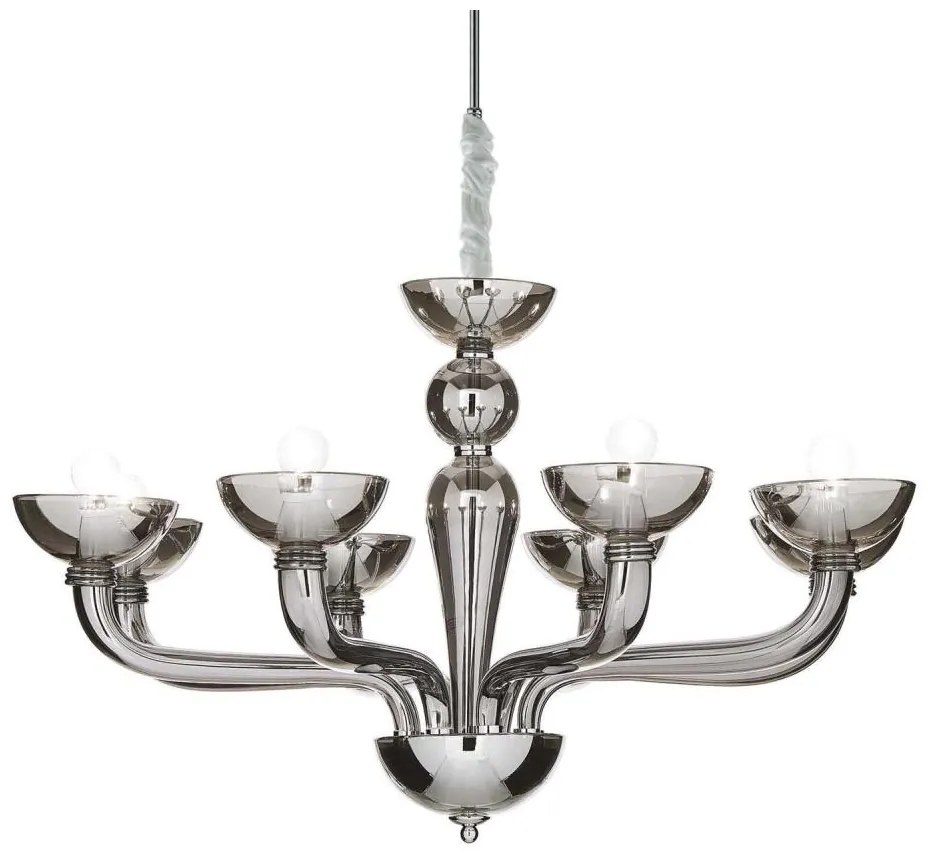 Ideal Lux - Lustr na řetězu CASANOVA 8xE14/40W/230V pr. 88 cm šedá