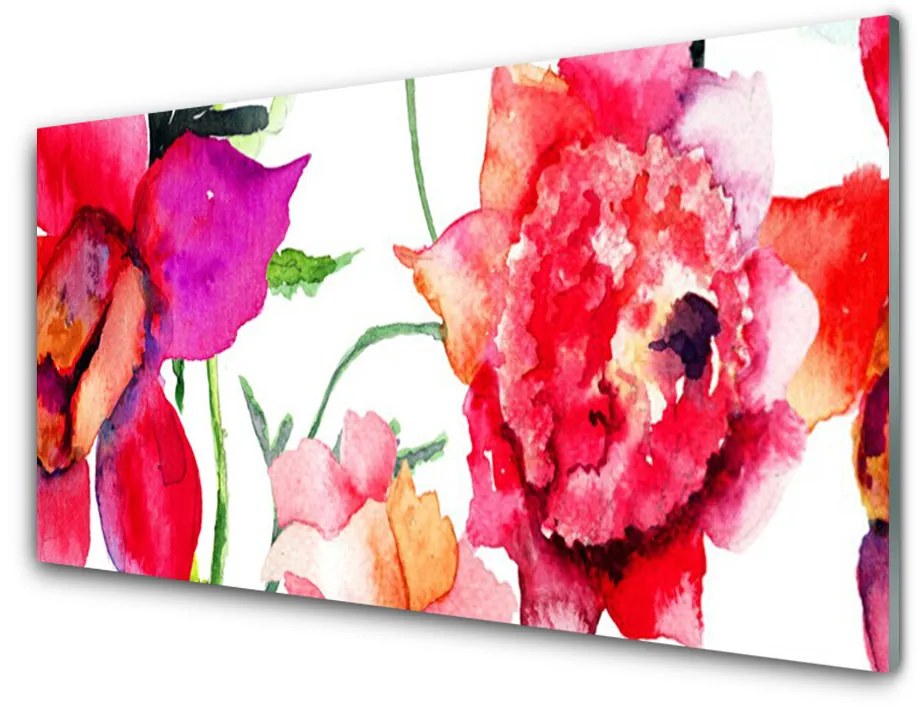 Obraz na skle Květiny Umění 100x50 cm