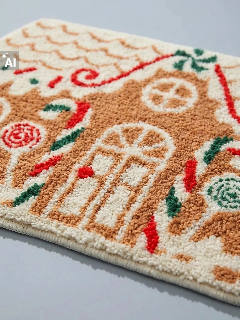 Sinsay - Vánoční koupelnová předložka ve tvaru perníkové chaloupky - béžová