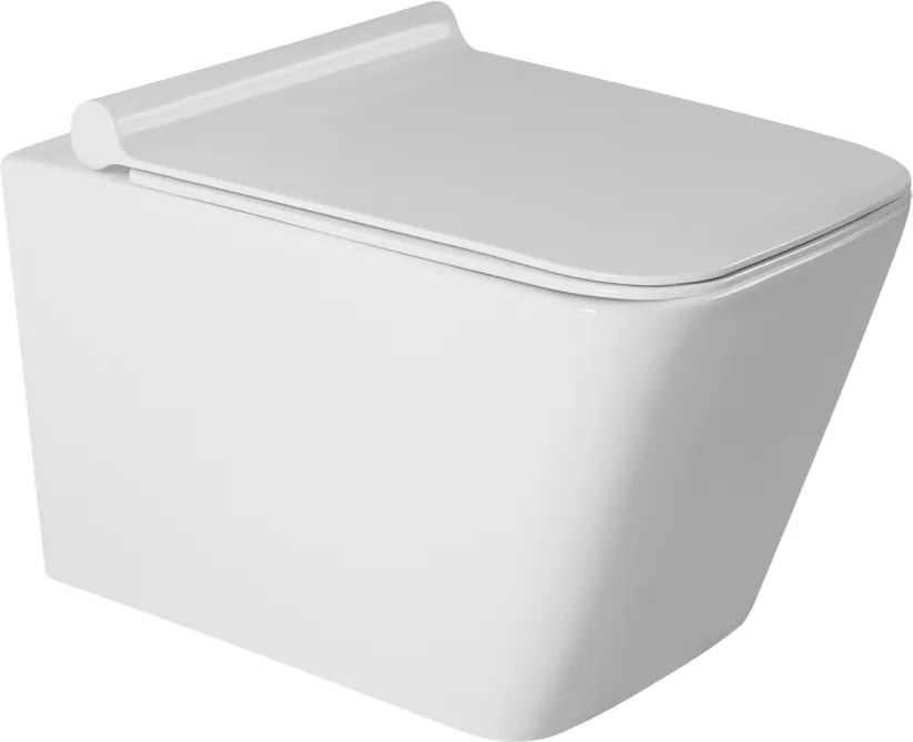 Gamma Mut, závěsná WC mísa 51x36 cm Rimless s pomalu padajícím sedadlem, bílá lesklá, GMA-MUT-202