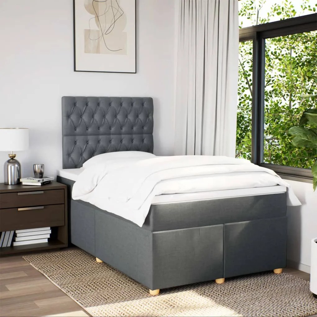 Box spring postel s matrací tmavě šedá 120x200 cm textil 3293555