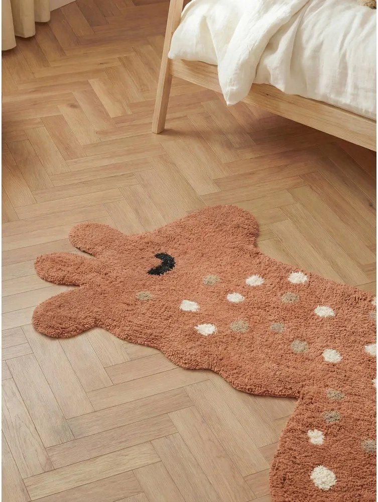 Hnědý pratelný/ručně tkaný bavlněný dětský koberec 89x120 cm Snuggle Gino – Hanse Home